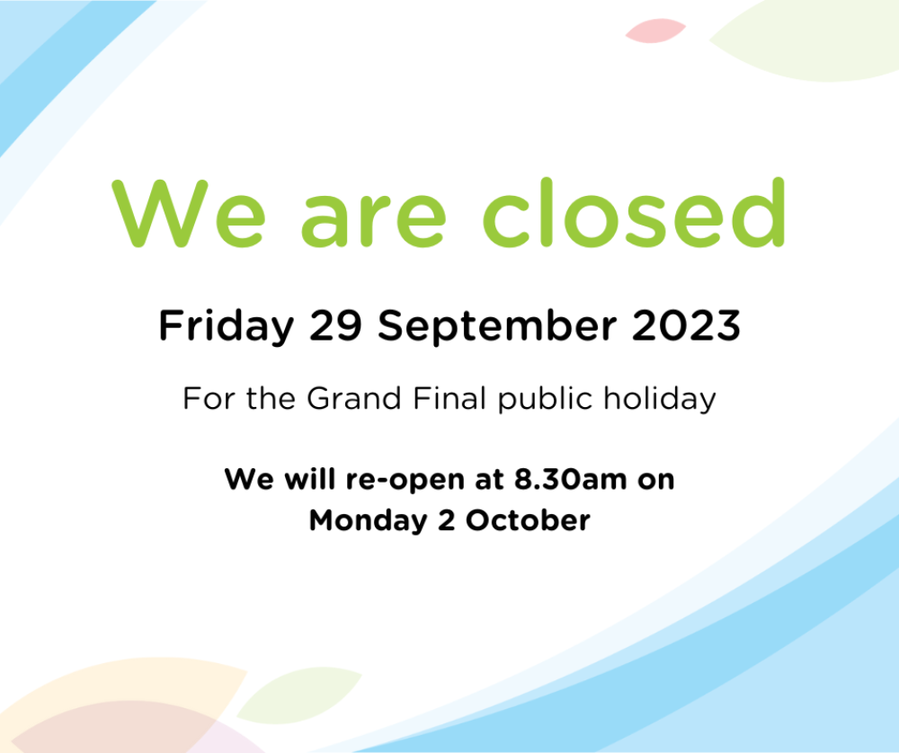 Public Holiday closure - Friday 29 September 2023